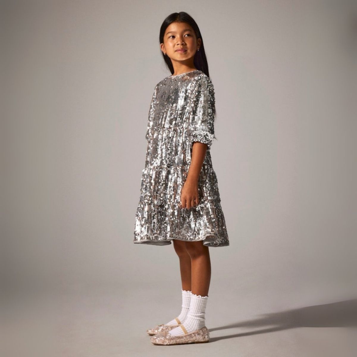 Name It - Kjole Riscing Paljetter Silver - Guttelus.no