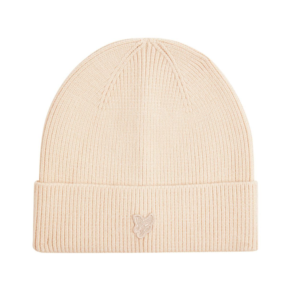 Lyle & Scott - Lue Tonal Eagle Beanie Putty - Guttelus.no