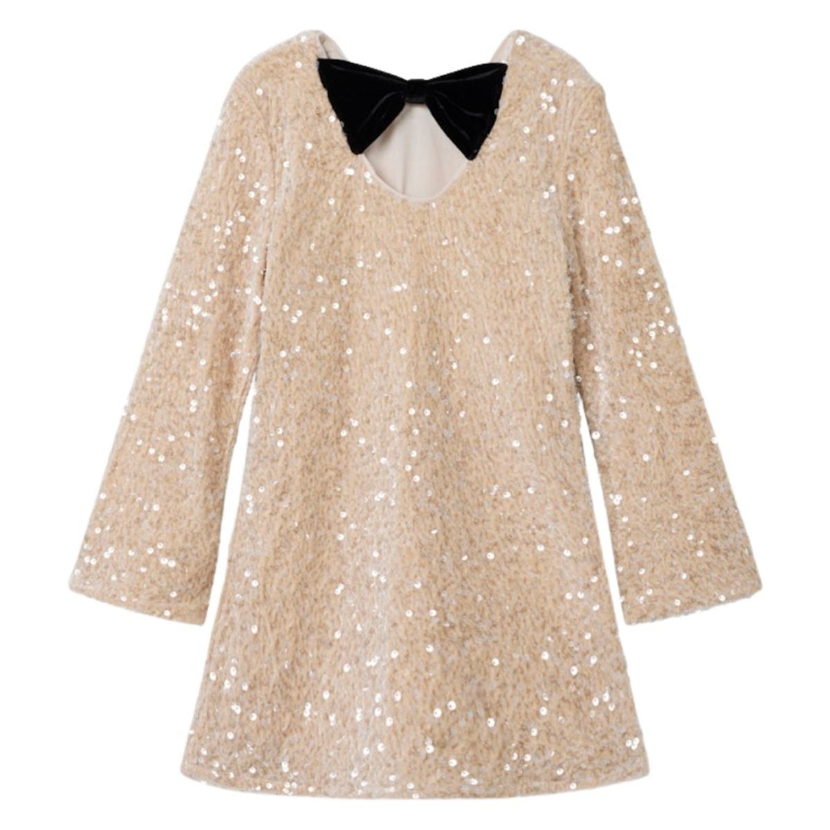 Name It - Kjole Rusitta Paljetter Jet Stream/ Black Bow - Guttelus.no